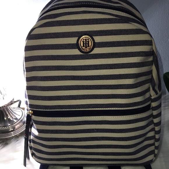 Tommy Hilfiger | Bags | Tommy Hilfiger Canvas Striped Backpack Large ...